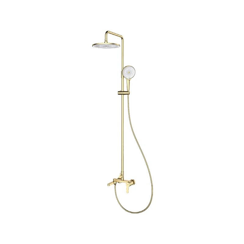 Душевая стойка Gappo G99-33 G2499-33 со смесителем, золотая, матовая, душевая система с тропическим душем, с изливом, с лейкой, нержавеющая сталь, рычаг сбоку