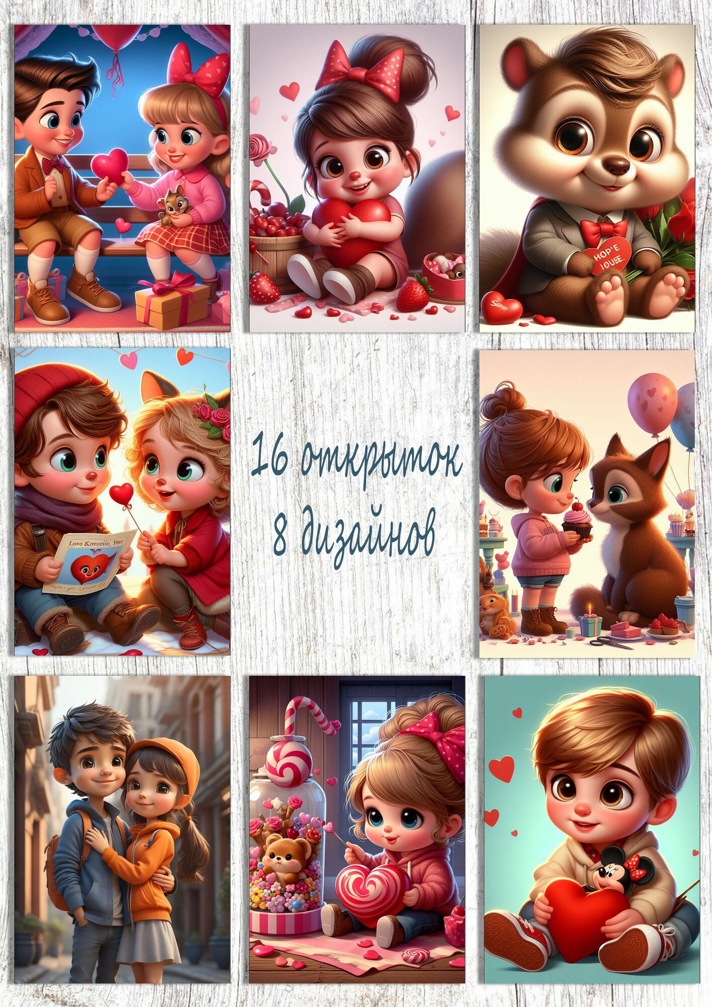 Открытки для любимых, 16 штук
