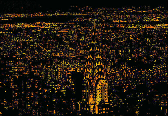 Книжка-раскраска "Scratch Night View", с картинками, цвет Нью-Йорк