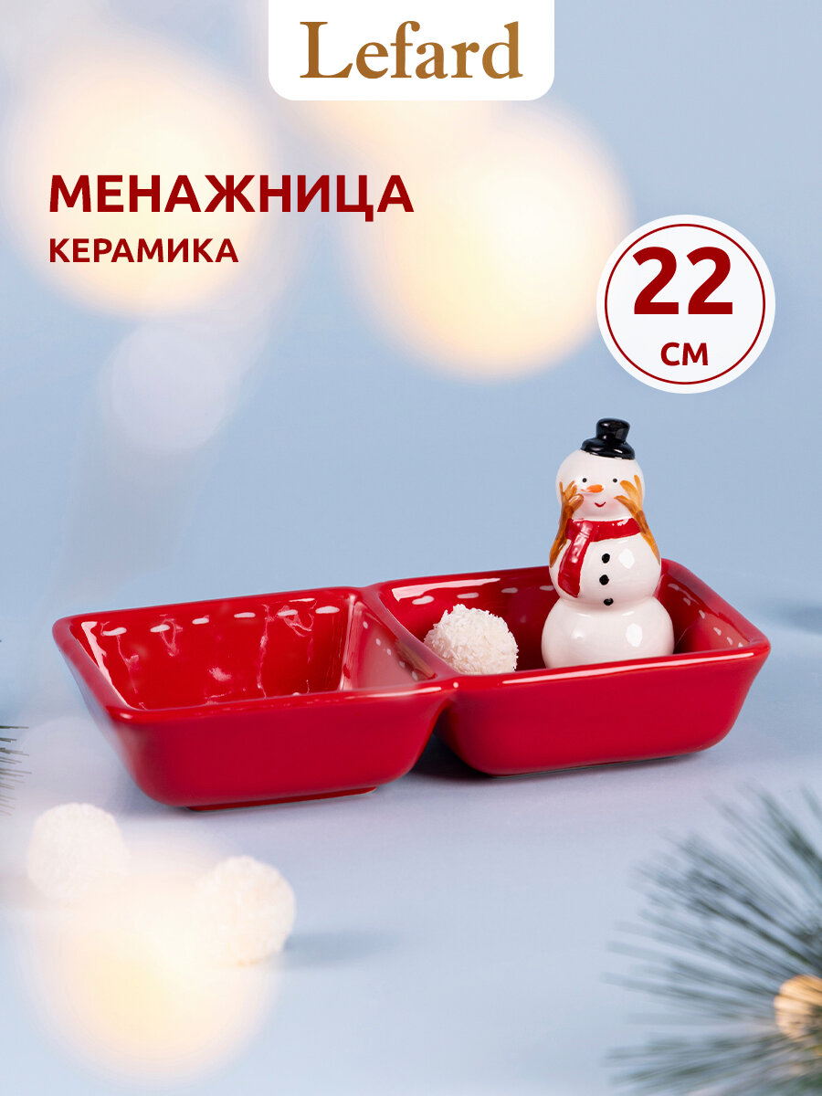 Менажница Lefard Christmas Gift 2 секции, 22x11x10.5 см, прямоугольная