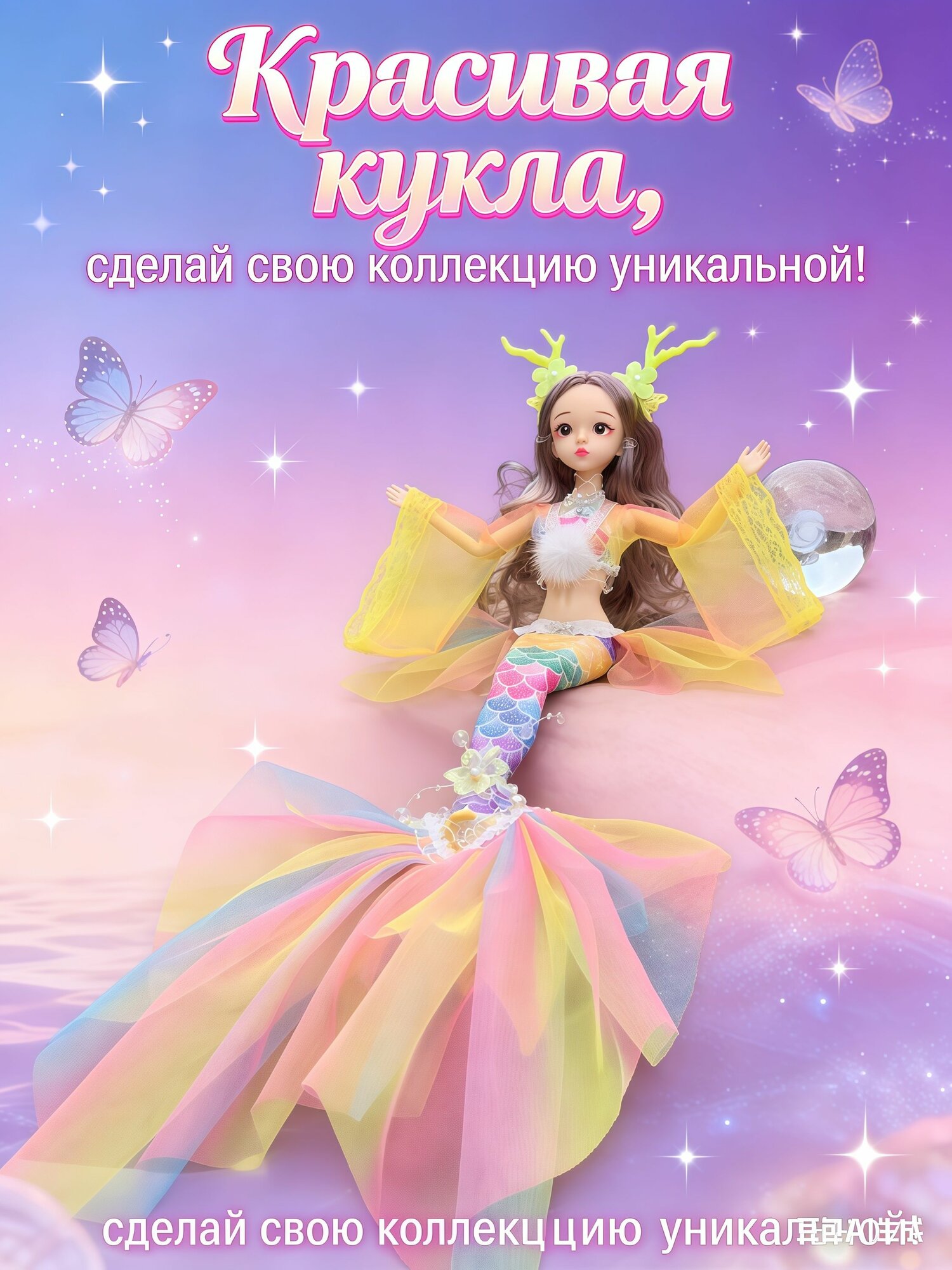 Игрушка подарок для девочки "Кукла малышка Русалочка (рост 45 см.)