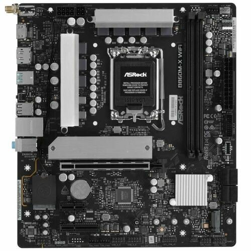 Материнская плата ASRock B860M-X WiFi - LGA 1851, Intel B860, 2xDDR5-6400 МГц, 1xPCI-Ex16, 2xM.2, Micro-ATX