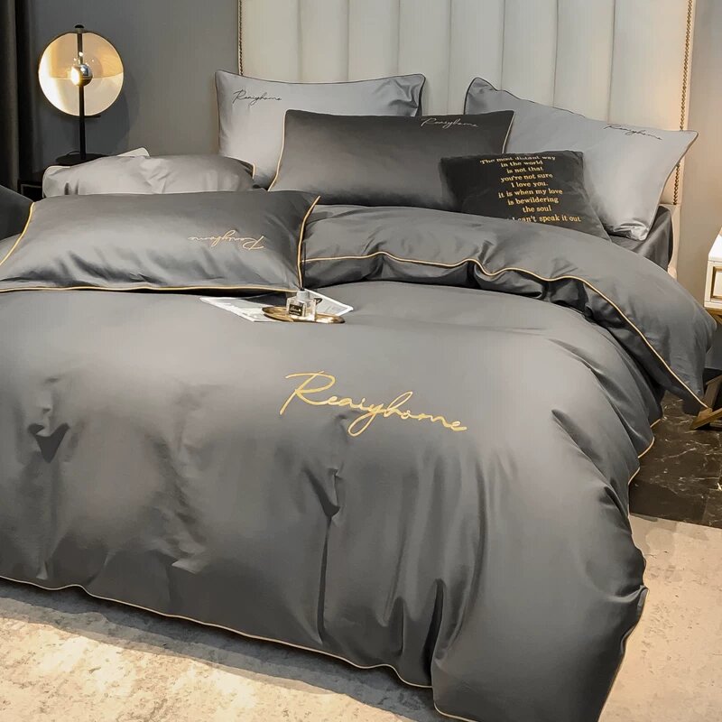 Комплект постельного белья Crystal Home Textiles класса люкс из 100% длинноволокнистого хлопка (140 нитей), 4 предмета: