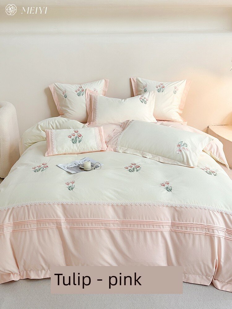 Meiyi Home Textiles утолщенный новый комплект из четырех предметов из чистого хлопка с начесом, маленькое свежее