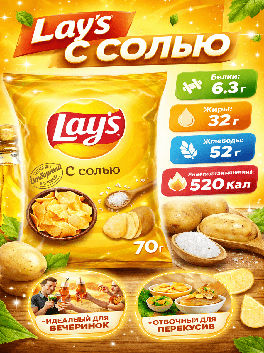 Чипсы Lay's С солью, 70г
