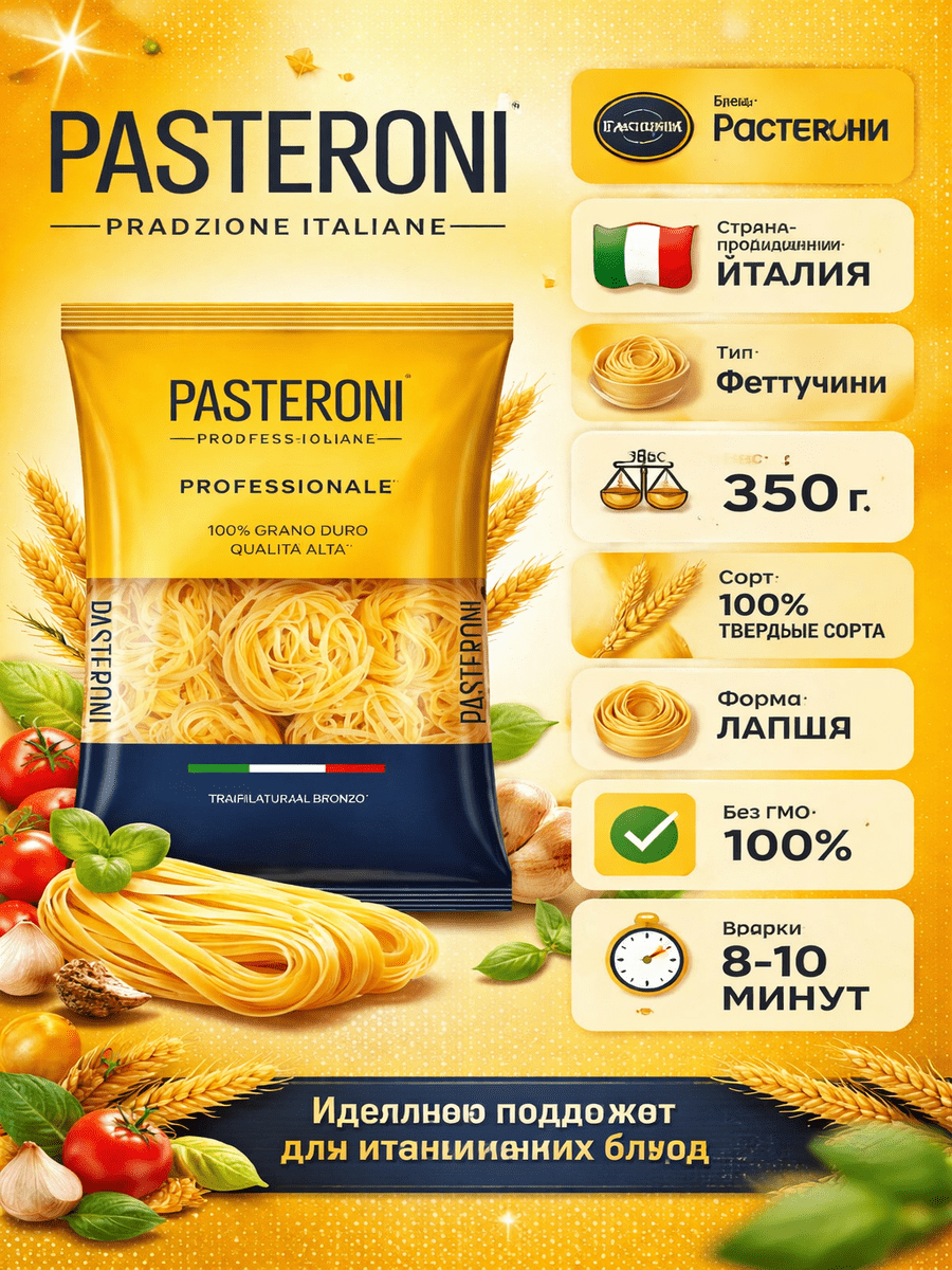 Макароны Pasteroni Professionale Феттучини, 350г
