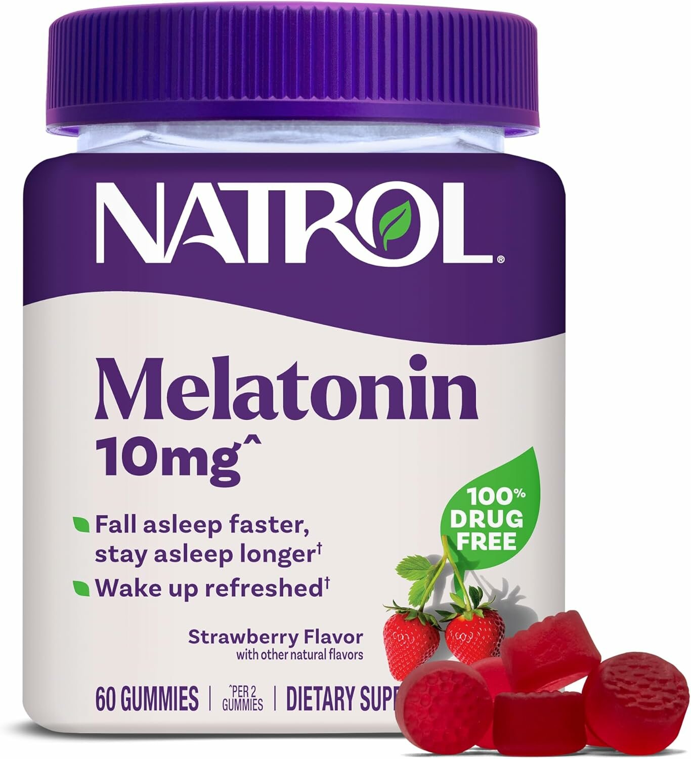 Жевательные мармеладки Natrol Melatonin, для сна, клубника, 10мг, 60 шт