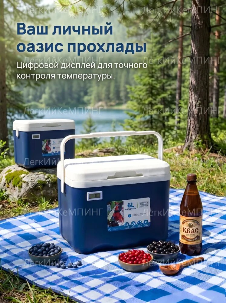 Термоконтейнер с дисплеем температуры, портативный холодильный ящик для кемпинга, рыбалки, автопутешествий, 6/12/20/30л