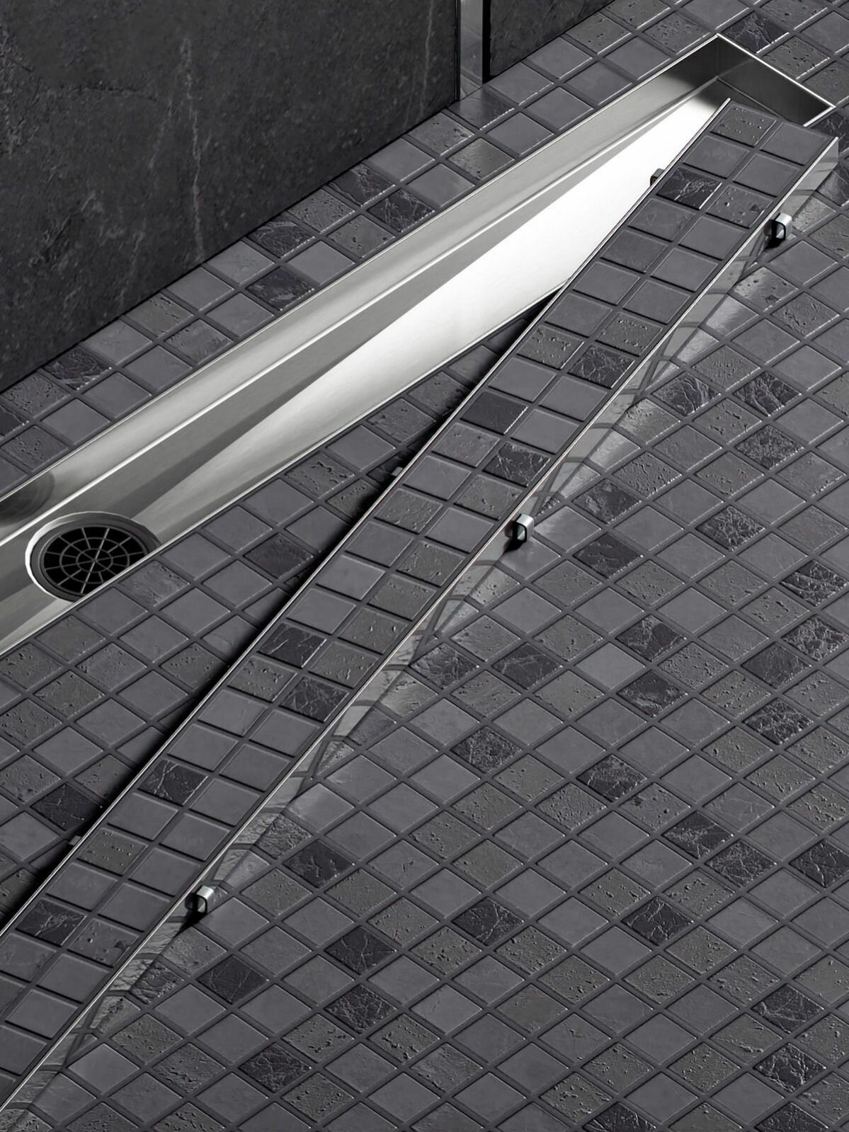 Душевой лоток TIMO Drain System 800 с двусторонней панелью "plate" под плитку, Хром