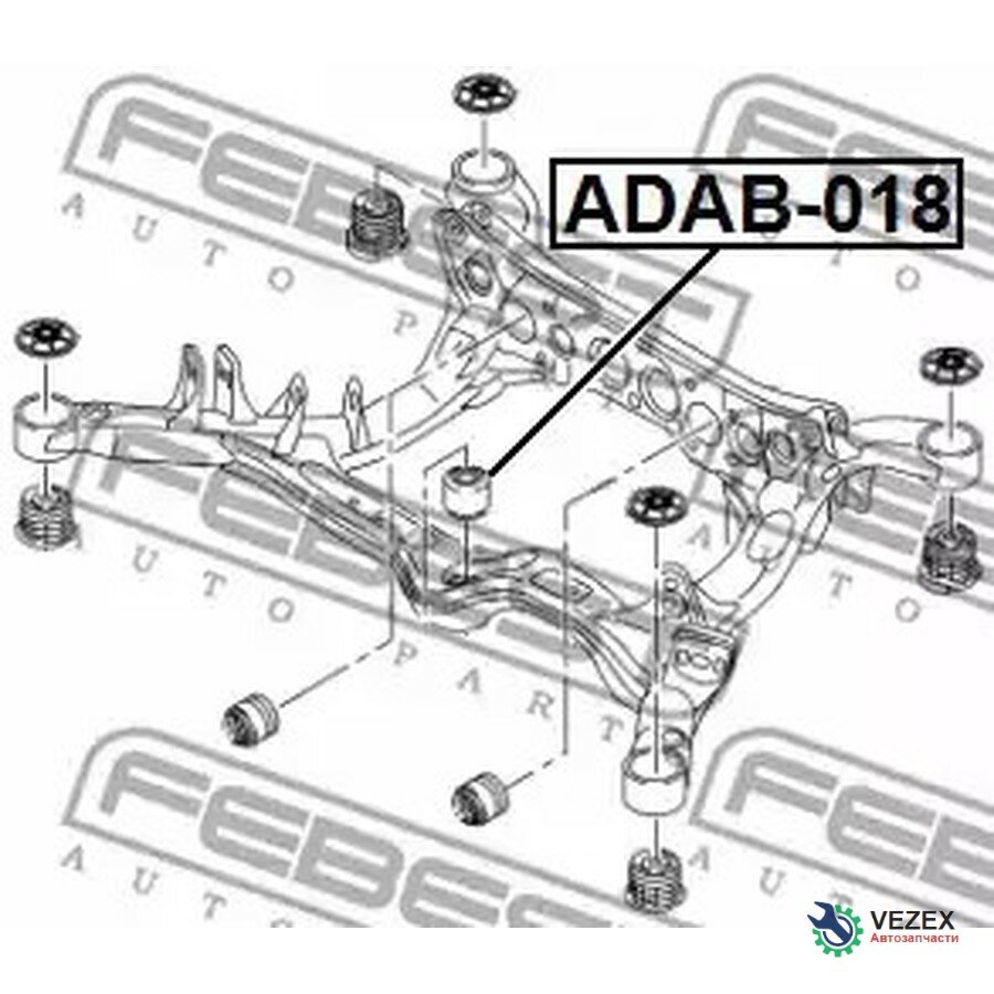 FEBEST ADAB018 сайлентблок подрамника задн! крепл. редуктора\ Audi A4/A5/Q5 quattro 1.8-4.2/2.0/3.0TDi 08>