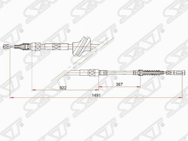 Трос ручного тормоза SAT ST-52-0063 Audi A6 RH/LH 94-98