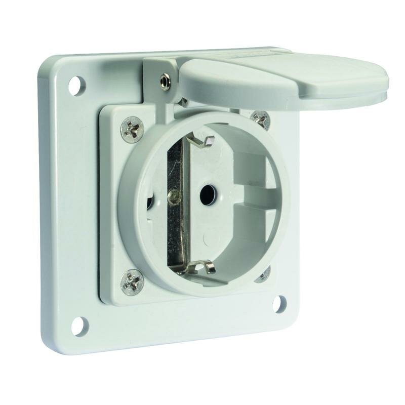 Розетка встраиваемая Schuko 16А 3п 250В IP54 фланец 75х75 Quick Connect сер. Bals 71109