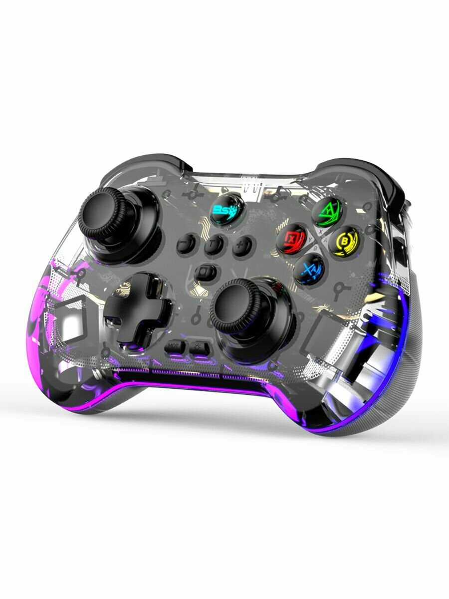 Геймпад беспроводной джойстик Z01F, прозрачный черный, RGB