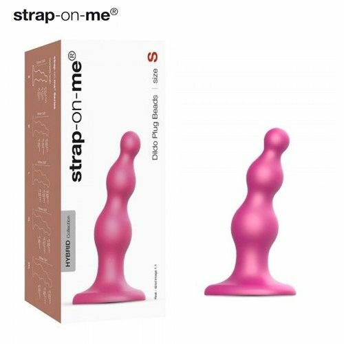Фаллоимитатор Strap-On-Me Dildo Plug Beads Framboise металлик (S - 14 см х 4 см)