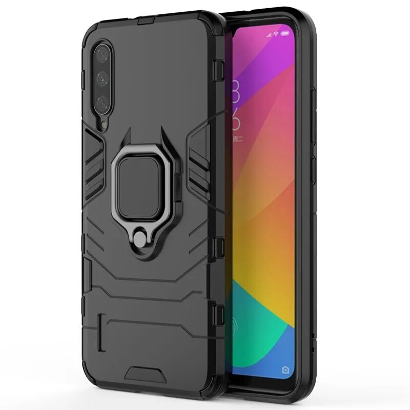 Противоударный чехол с кольцом для Xiaomi Mi 9 Lite и Mi A3 Lite и Mi CC9 / Сяоми Ми 9 Лайт и Ми А3 Лайт (черный)