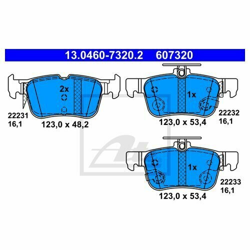 Комплект задних тормозных колодок Ate 13046073202 для Ford Galaxy, Kuga II, Mondeo V, S-MAX