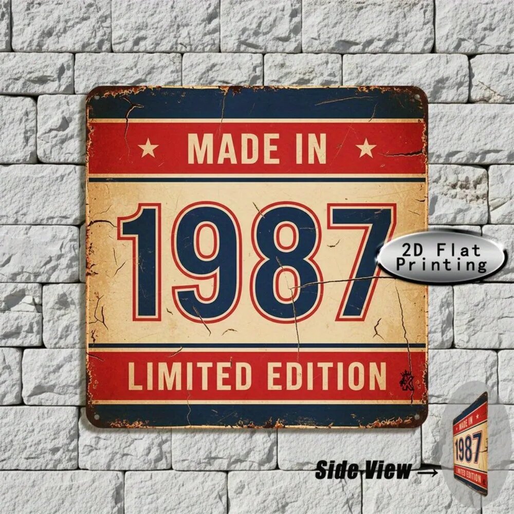 Винтажная Металлическая Табличка 1987 Года, 8x8 Дюймов, Рустик-стиль, Алюминиевый Декор Для Стен Бара, Гаража, Мужской Комнаты