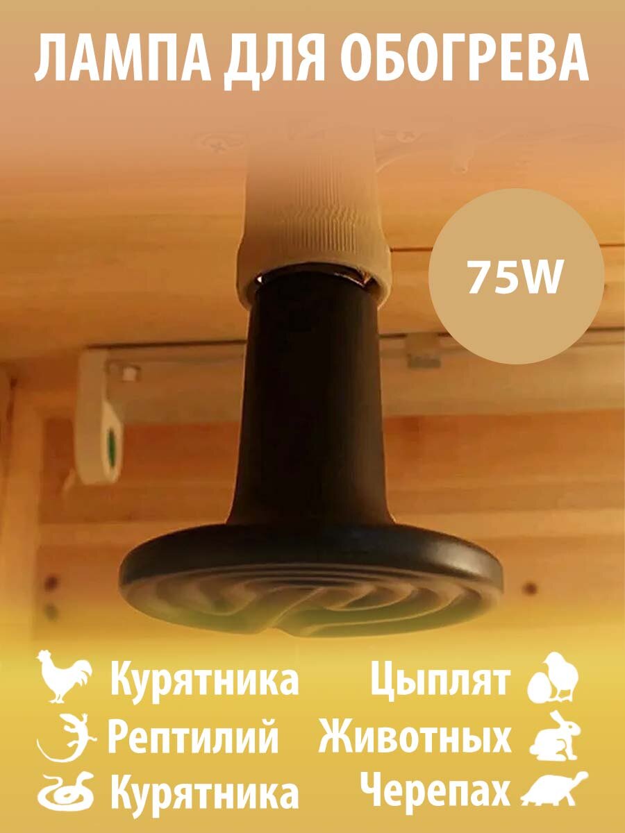Лампа керамическая для обогрева курятника, LightBest, 75W, цоколь E27
