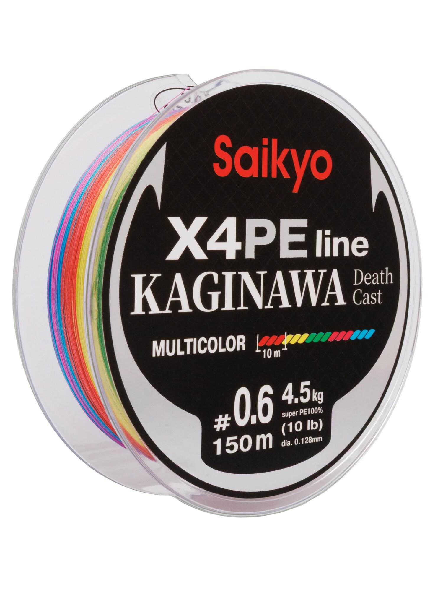 Шнур плетеный Saikyo KAGINAWA X4PE 150m, мультиколор #0,6 (0,128mm), 4,5 кг