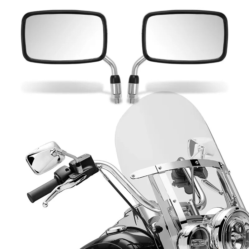 Зеркало боковое хромированное для мотоцикла, зеркало заднего вида для Honda Chopper Cruiser Bobber, внедорожник, питбайк, скутер, электровелосипед, 10 мм