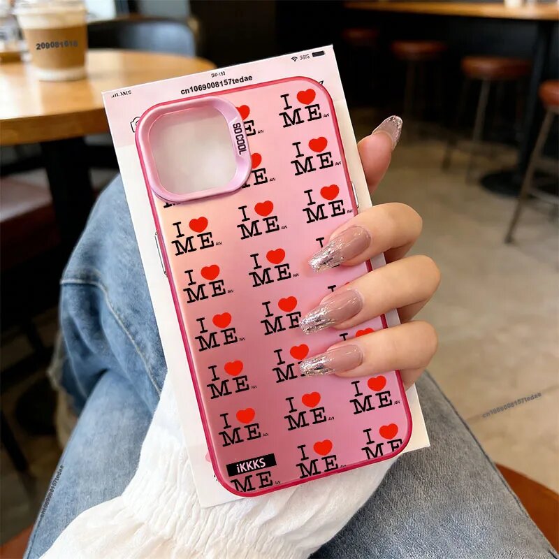Модный чехол для телефона с надписью «I Love Me» для пар, для iPhone 16 17 Pro Айфон 16, style 1