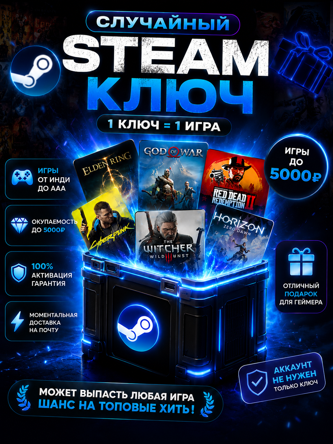 Случайная игра Steam, Игры Steam для PC, Ключ Steam "Хиты Steam "