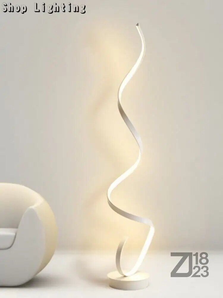Торшер, встроенный LED, дизайн арт-деко, белый, 25 см x 25 см, 133 см