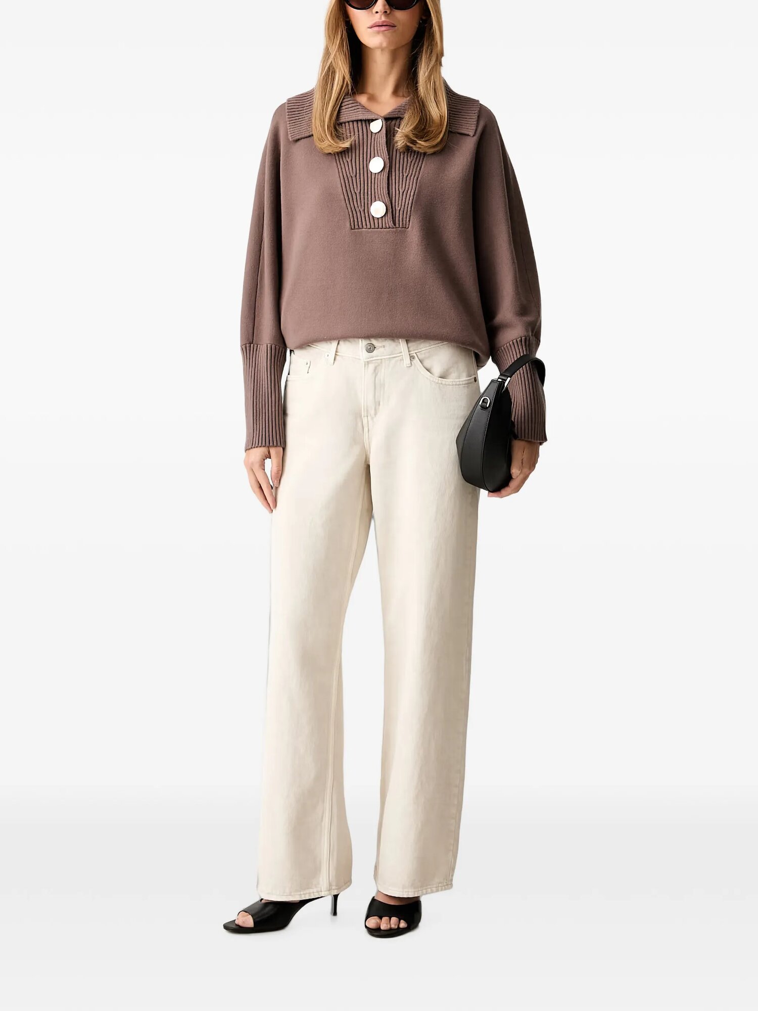 Свитер Joseph Ribkoff Button-up ribbed-collar sweater, размер 42 — фото 1