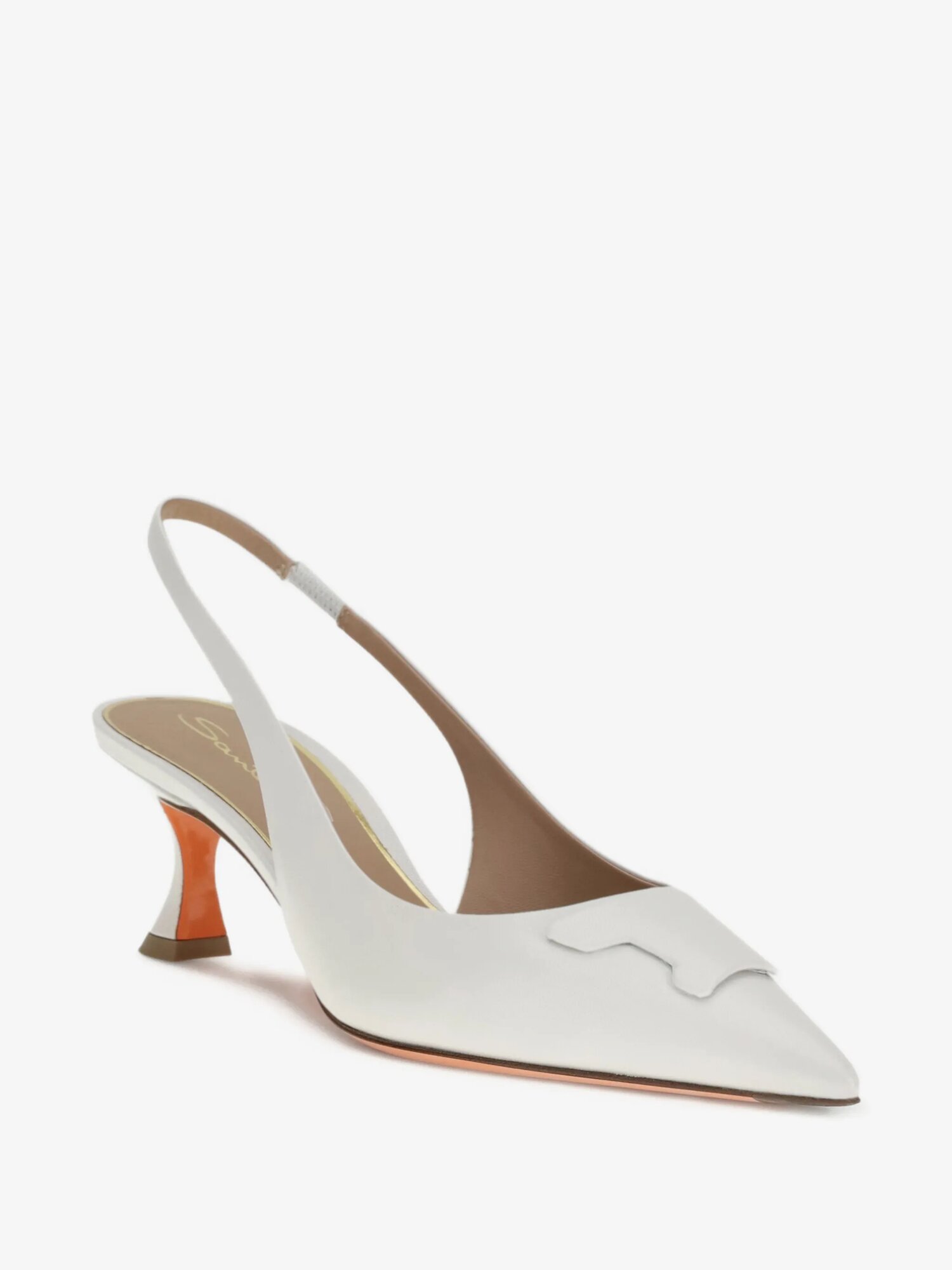 Туфли Santoni Buckle slingback pumps, размер 37, бежевый/белый — фото 1