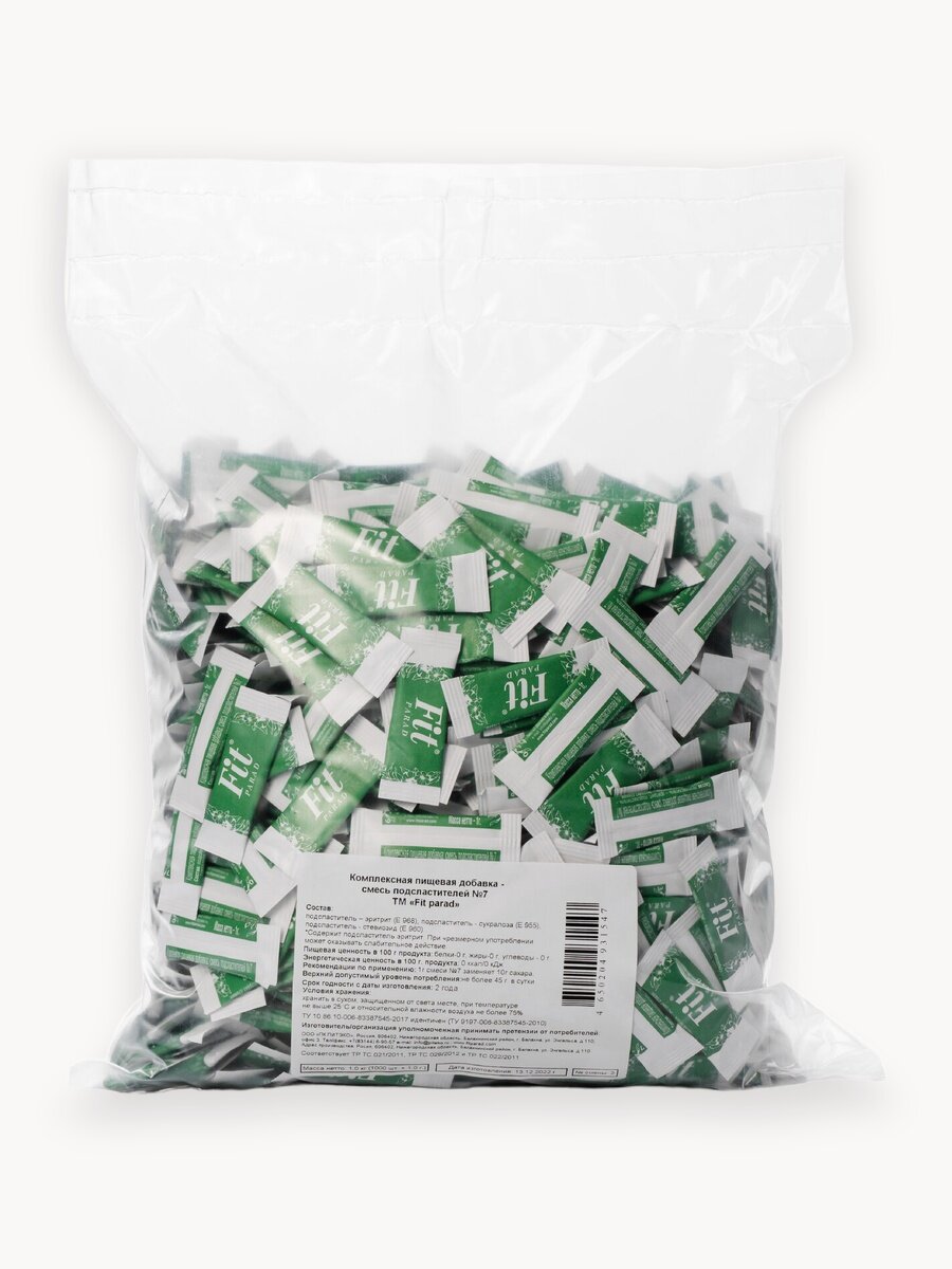 Сахарозаменитель FitParad №7, 1000 саше, для приготовления напитков и блюд