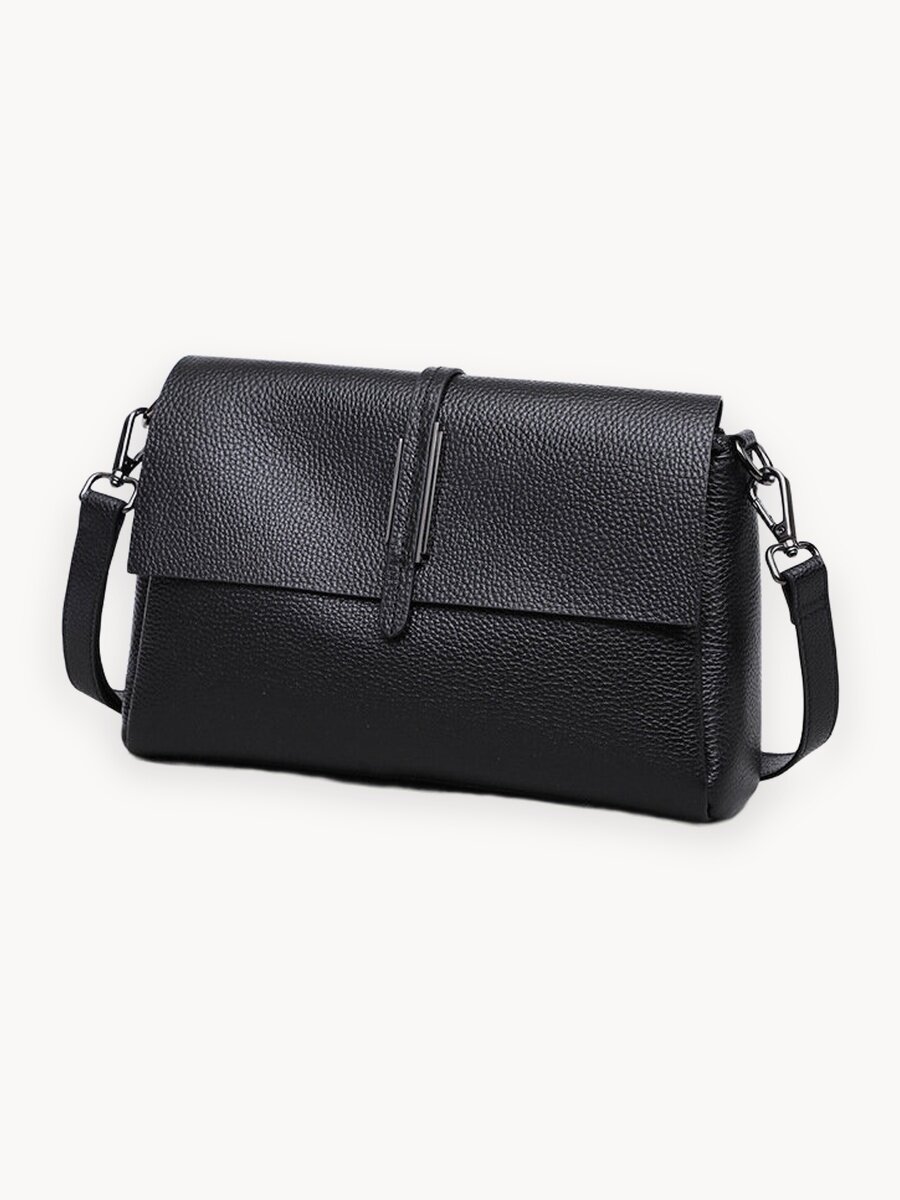 Сумка кросс-боди  женская натуральная кожа, черного цвета
