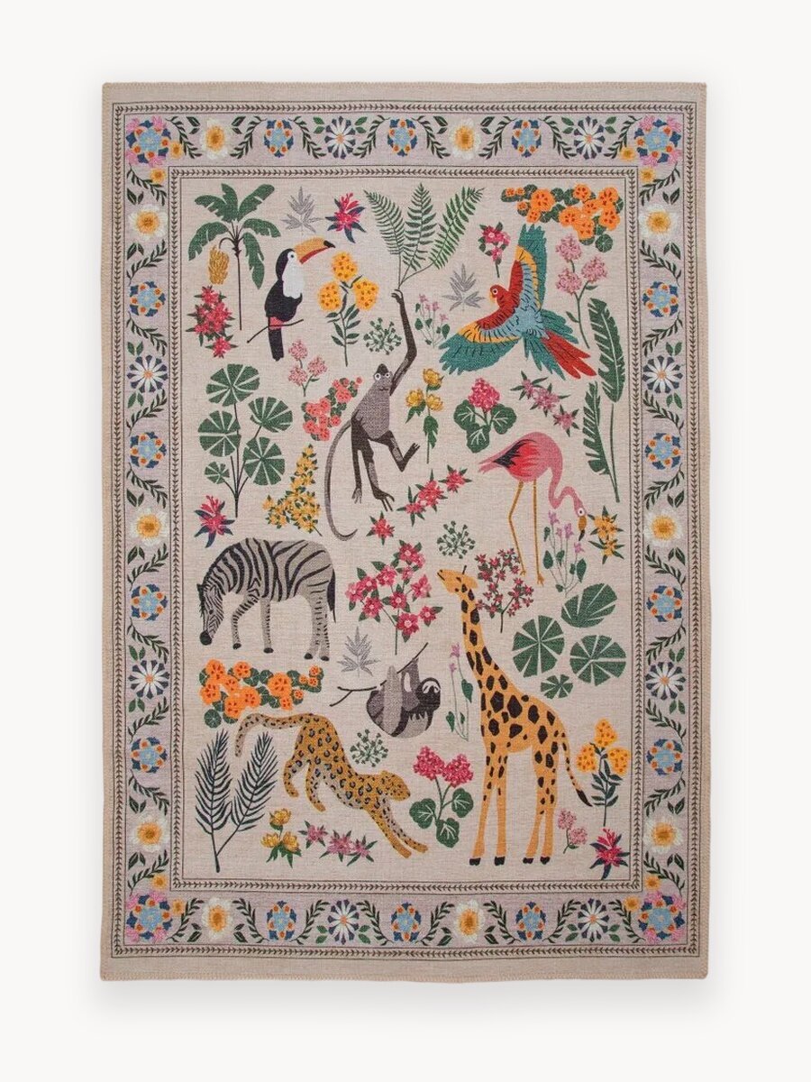 Детский ковер "С животными", 120х180 см, гипоаллергенный, безворсовый