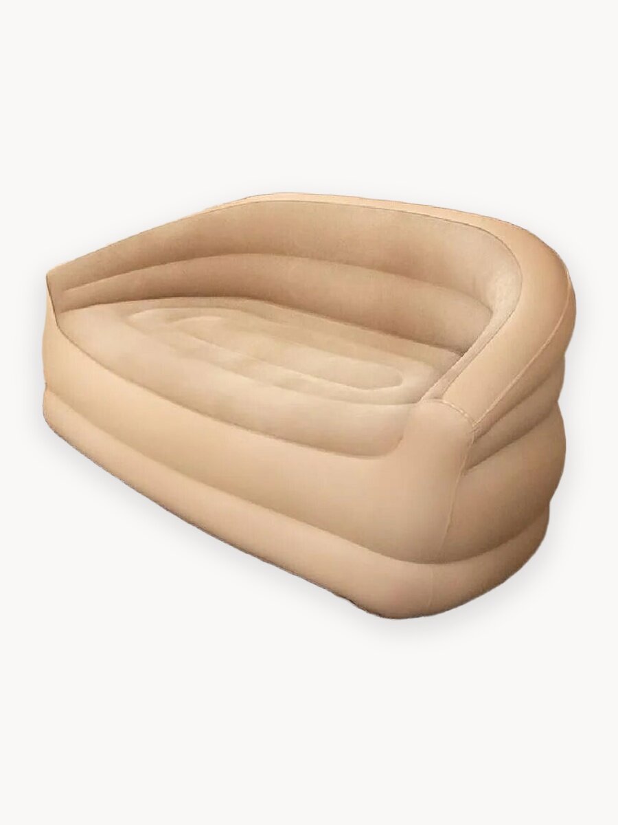 Надувной диван "160", бежевый, электрический насос 220 В, 160х75 см