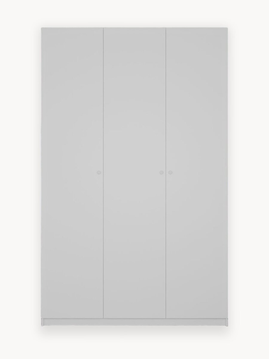 Шкаф распашной влагостойкий белого цвета трехдверный c ящиками (150х240х55см) для прихожей y64.1