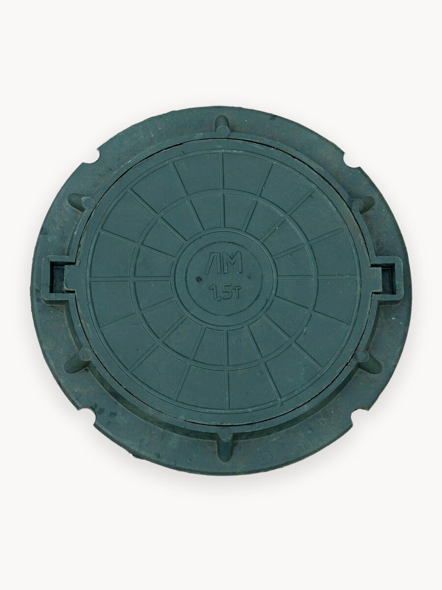 Люк полимерпесчаный канализационный d750mm зелёный, нагрузка до 1.5т