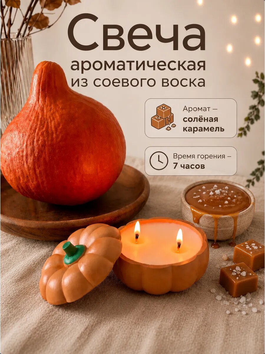 Ароматическая свеча в виде тыквы