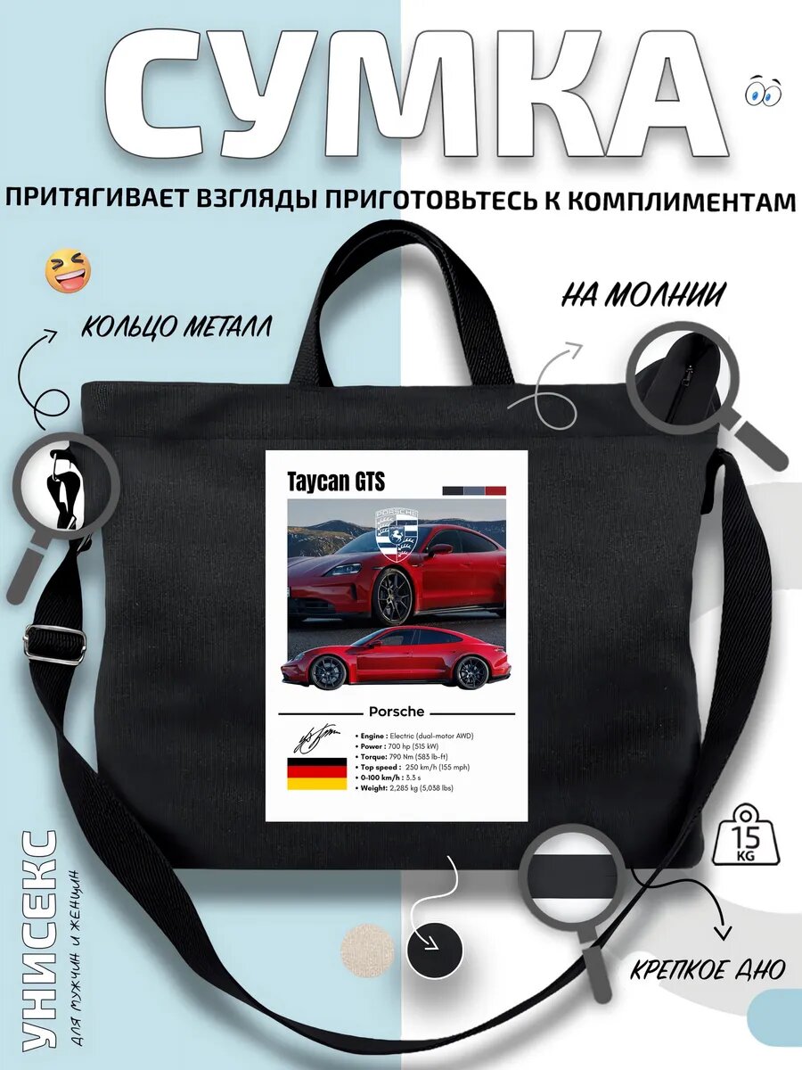 Сумка шоппер  Porsche Taycan GTS у гор