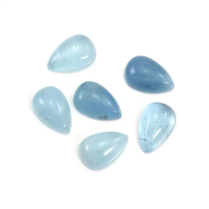 Кабошоны аквамарин 6x9 мм, 5 шт.