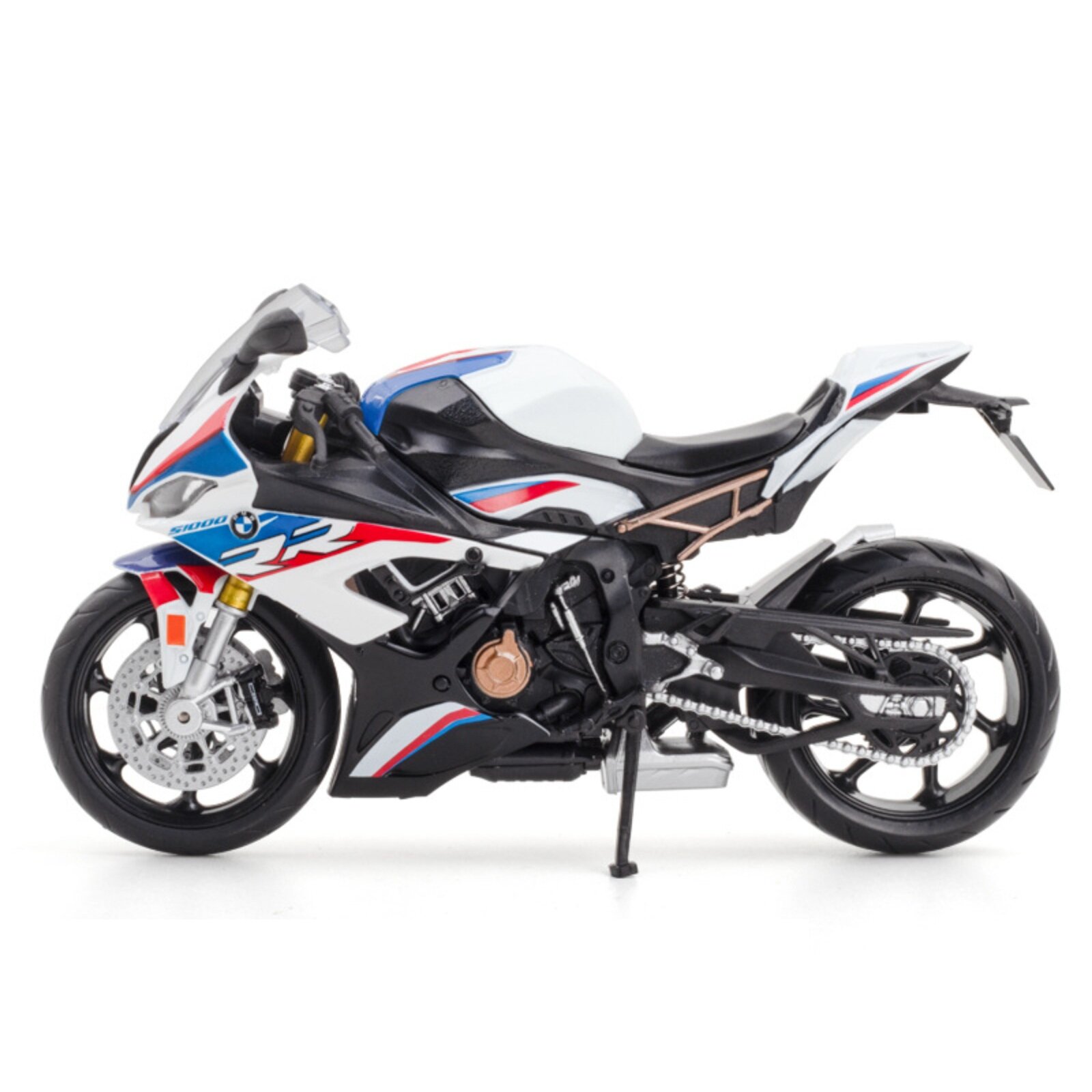 Модель мотоцикла BMW S1000RR из сплава Simulation 1:12, украшение, бренд Ma Ke car model, возраст 3+, вес 242г, материал цинковый сплав/пластик/резина, размер 17.2CM*6.3*9.5CM, размер цветного ящика 20.7CM*10.3CM*13CM, функции сплавный топливный