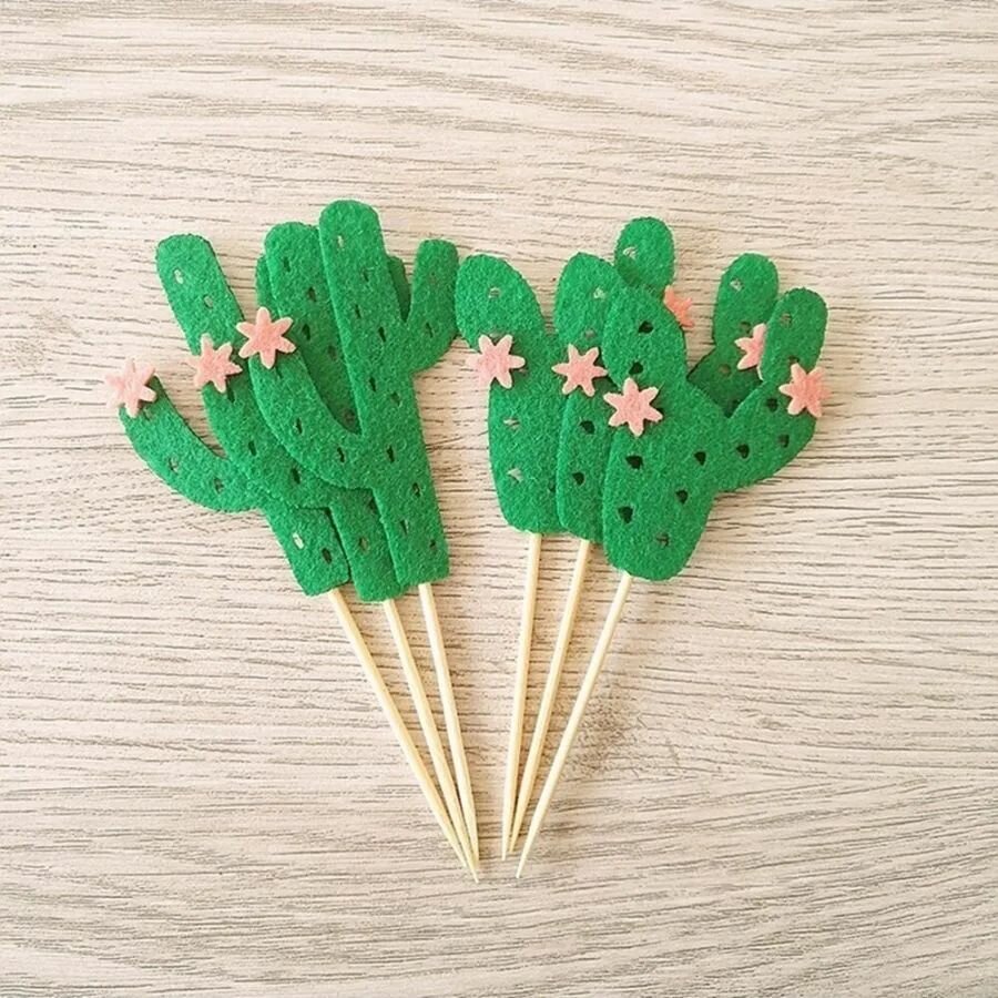 Топперы Кактусы из фетра 6 шт