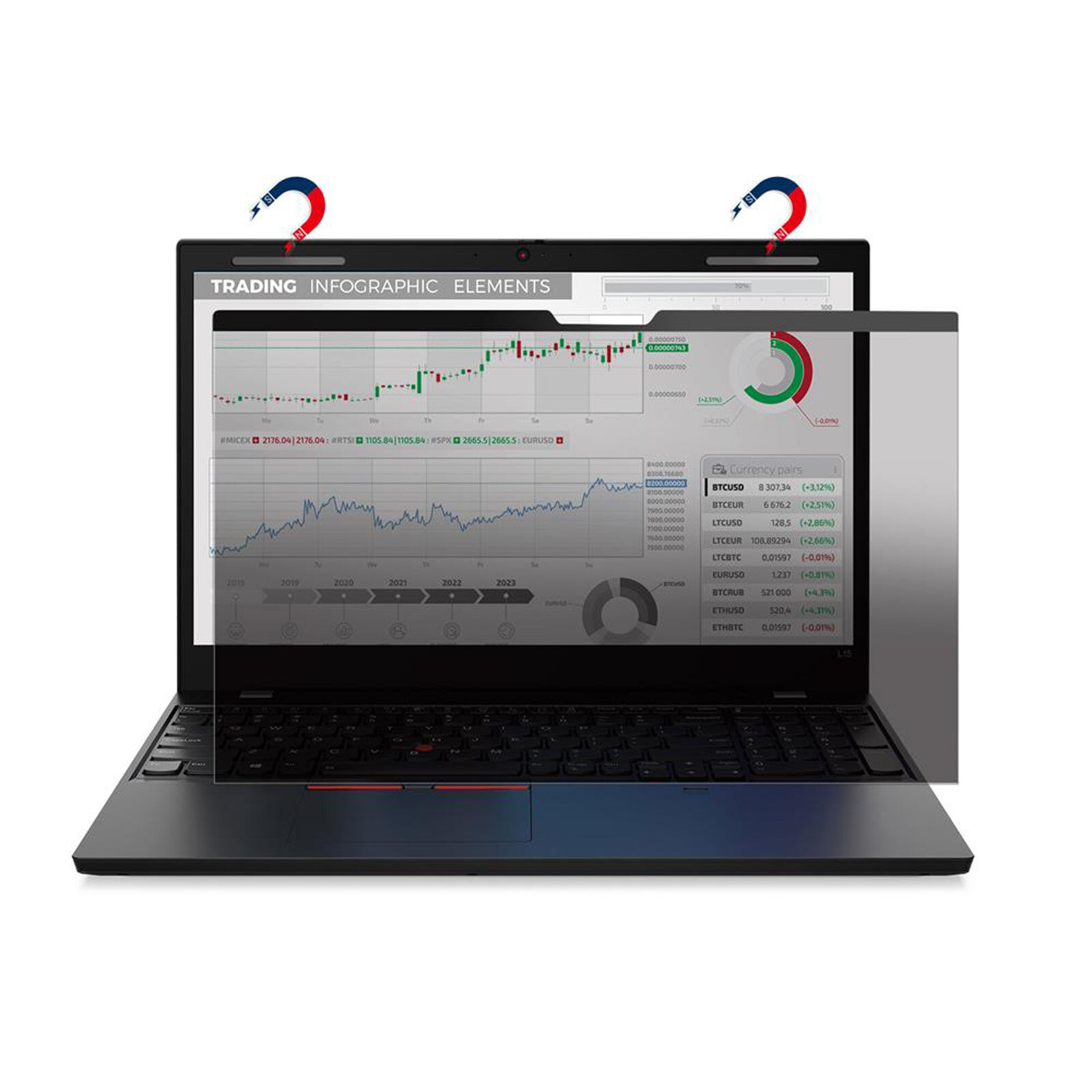 Магнитный фильтр для экрана, антибликовая матовая пленка с высоким коэффициентом пропускания, защита от магнитной адсорбции, защита от усталости глаз для ноутбука 11,6' с соотношением сторон 16:10