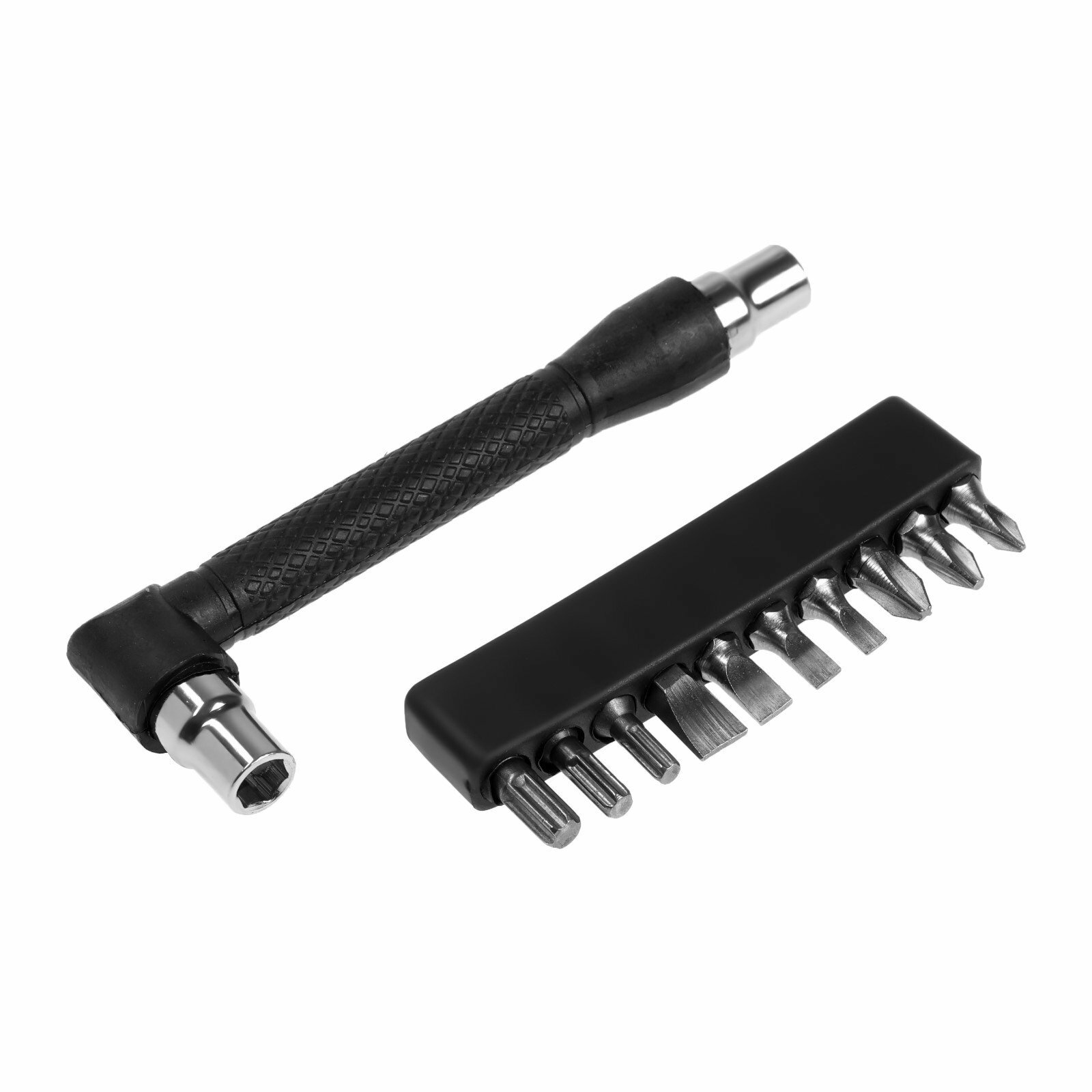 Вороток-отвертка с набором бит Г-образный, 11 предметов, размер упаковки: 10 x 1.5 x 16 см.