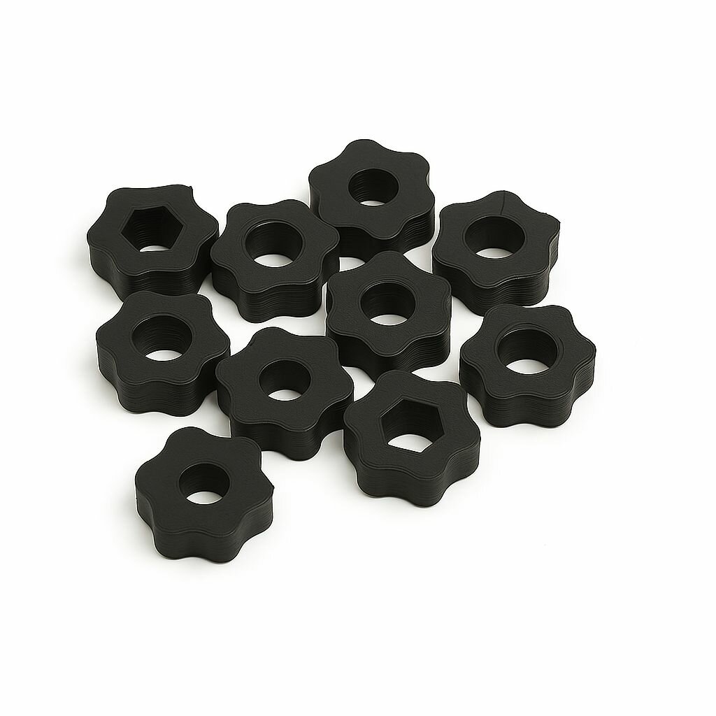 Гайка с круглым барашком М6, Чёрная, комплект 10 шт