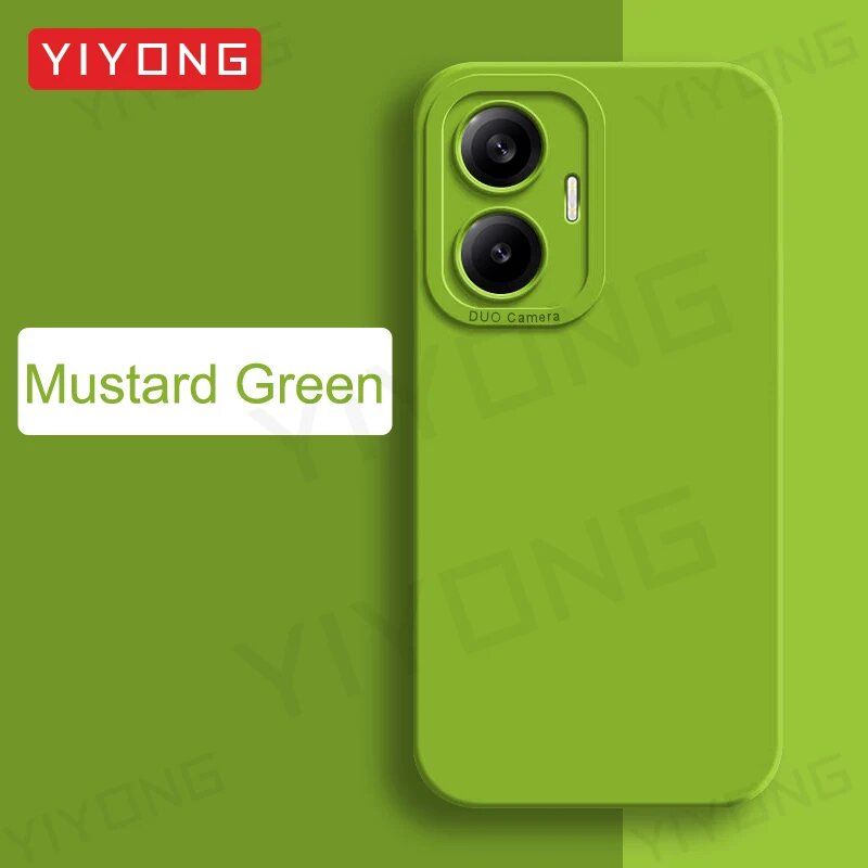 Чехол для PocoF7 YIYONG Silky Feel Liquid Silicone Soft Cover для Poco F6, Зеленый, Зеленый, green