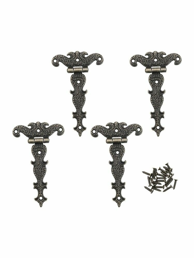 Антикварные T-образные петли из цинкового сплава, 4 шт, винтажный декоративный комплект для шкатулки, шкафа, двери, бронзовые