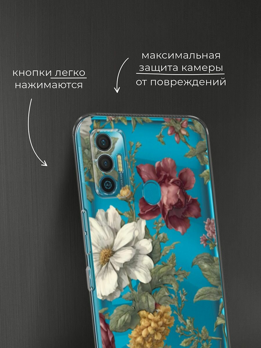 Чехол на Tecno Spark 7 / Техно Спарк 7 с принтом Акварельные цветы 2 — фото 1