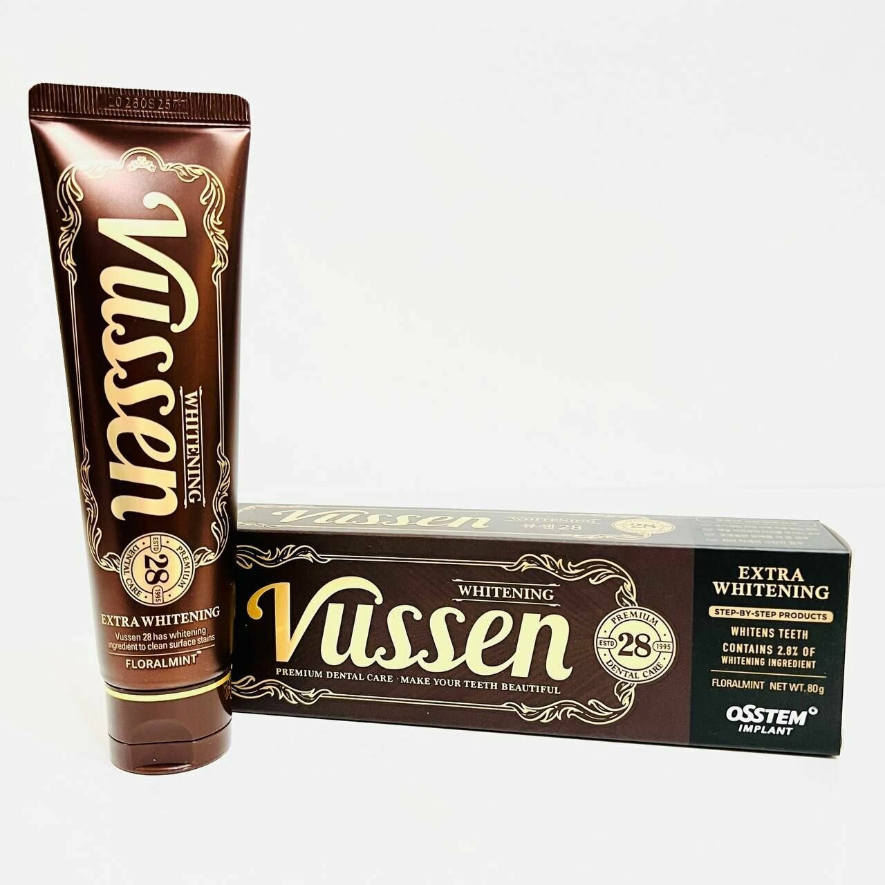 Vussen 28 Премиальная высококачественная зубная паста (80гр) Extra Whitening 28 Step-by-Step-Products Whitens Teetn Contains 2,8%