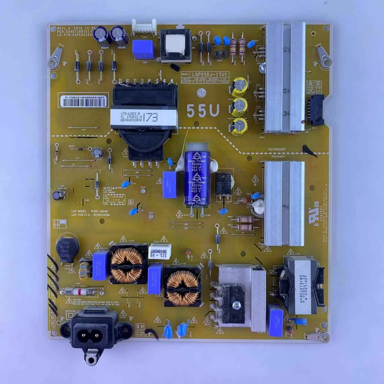 Блок питания PSU: EAX67189101(1.4) EAY64529401 LGP55DJ-17U1 REV1.0 для телевизора LG 55UJ630V 55UK6100PLA