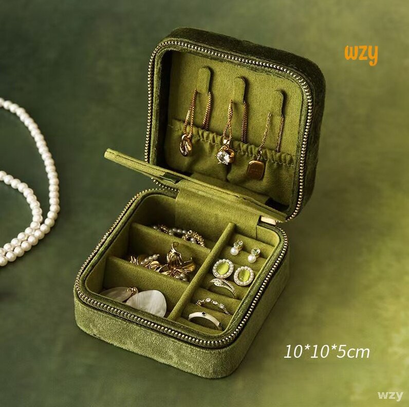 Бархатная дорожная шкатулка для украшений，Фланелевая шкатулка для драгоценностей