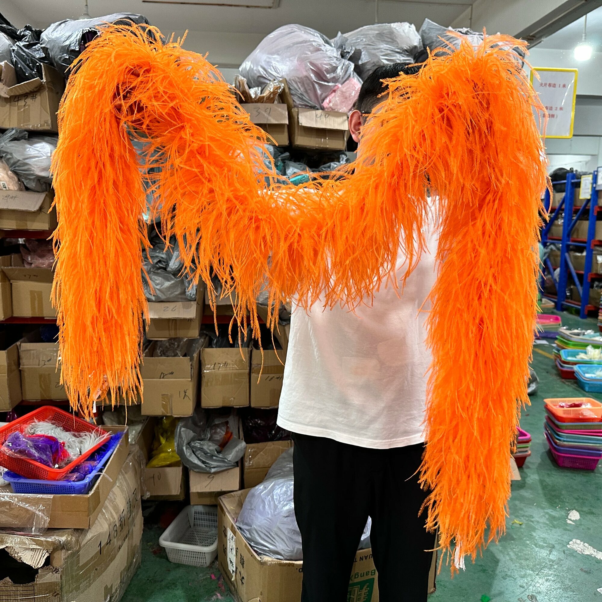 Страусиное перо boa 2 метра 20 слоев Оранжевый, 2M3PLY Fluffy Boa, Orange